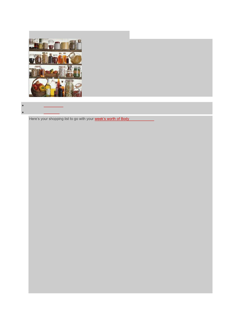 Body-for-LIFE Weekly Shopping List | PDF
