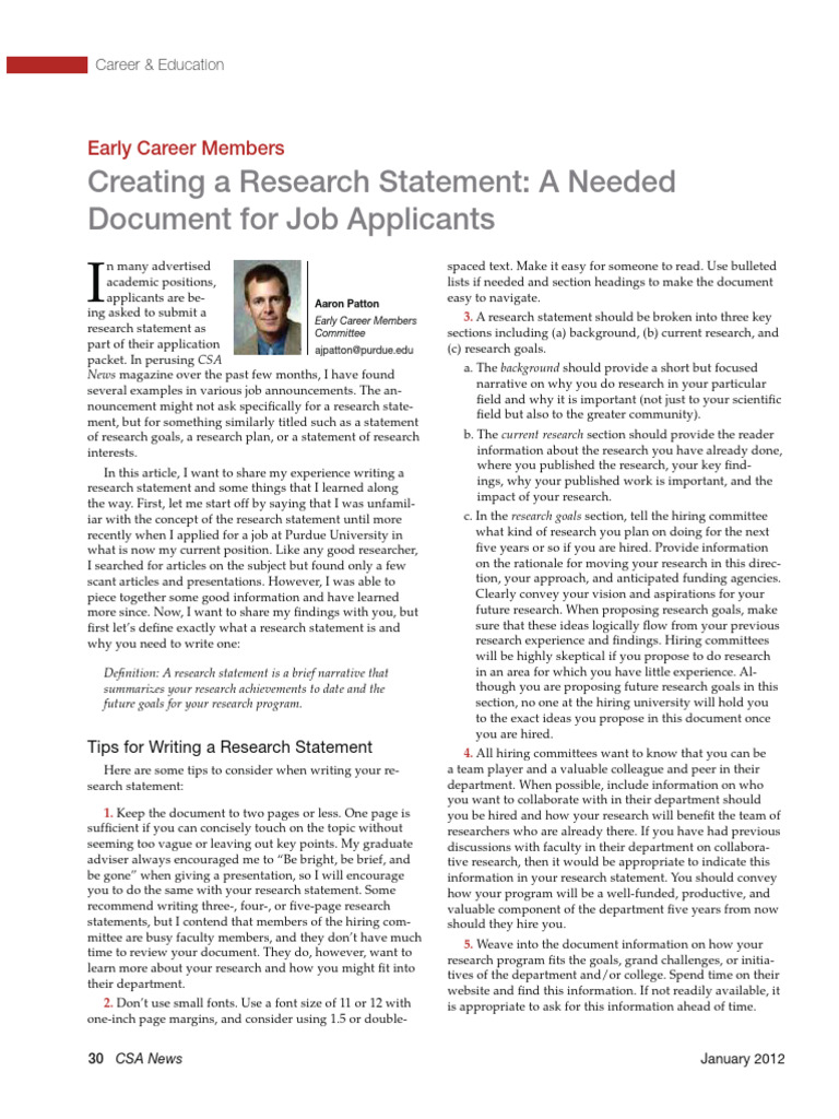 Writing an Effective Research Statement | PDF | Human Communication