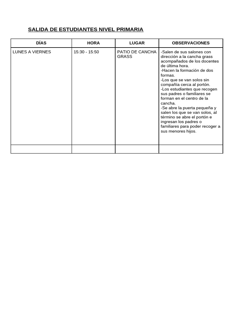 1. Salida de Alumnos Nivel Primaria San Ignacio 2025 | PDF