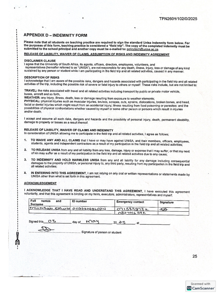 Indemnity Form | PDF