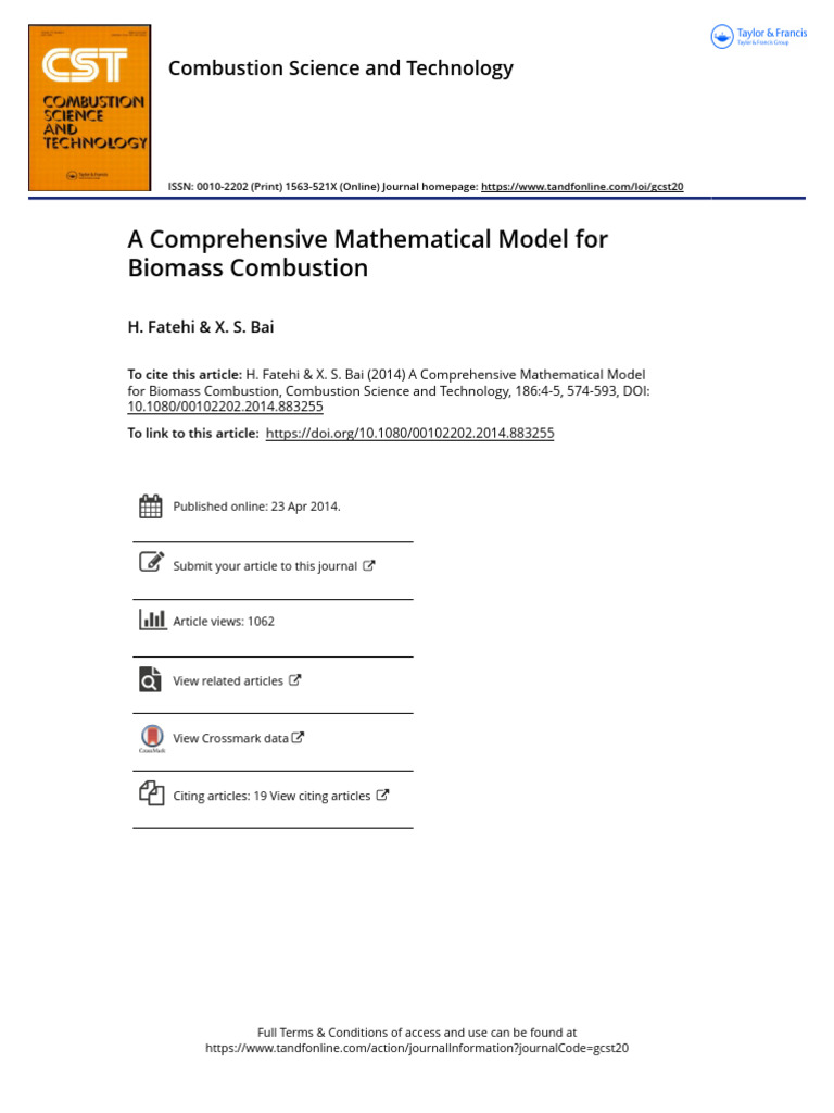 Comprehensive Biomass Combustion Model | PDF | Gases | Pyrolysis