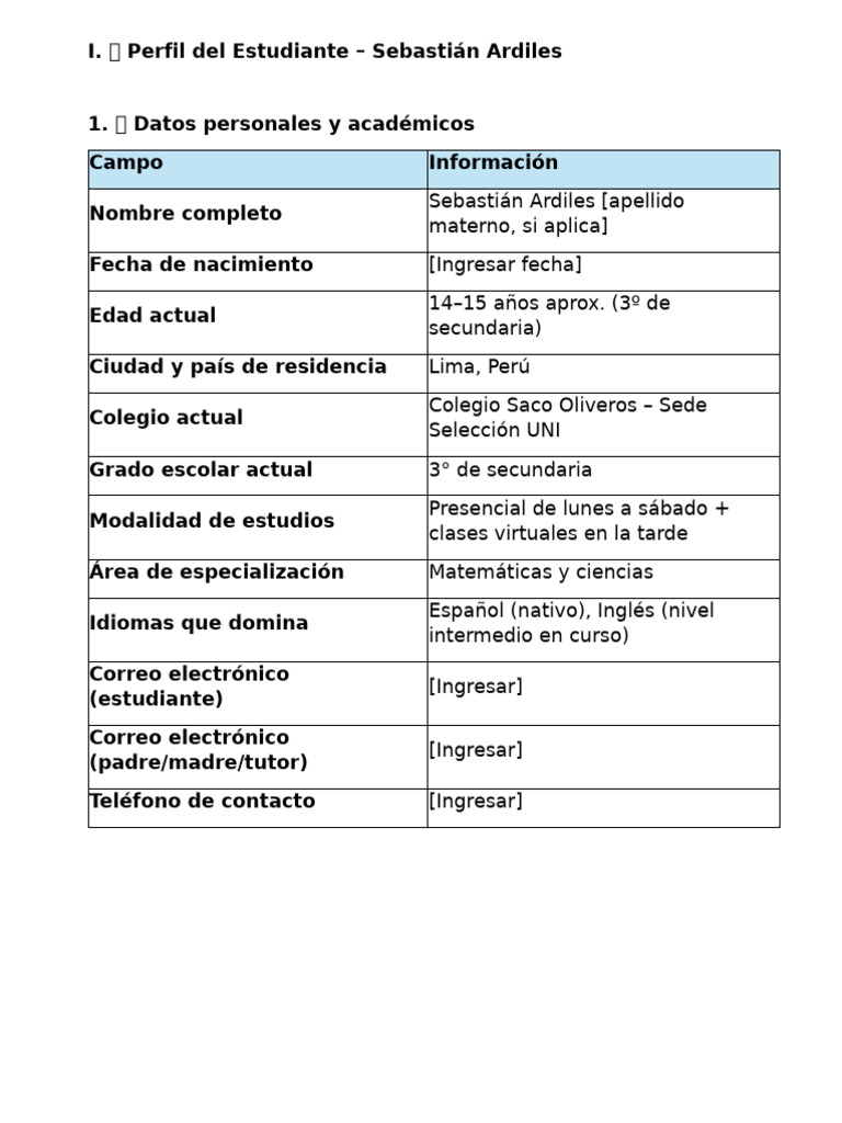 ? Datos Personales y Académicos | PDF