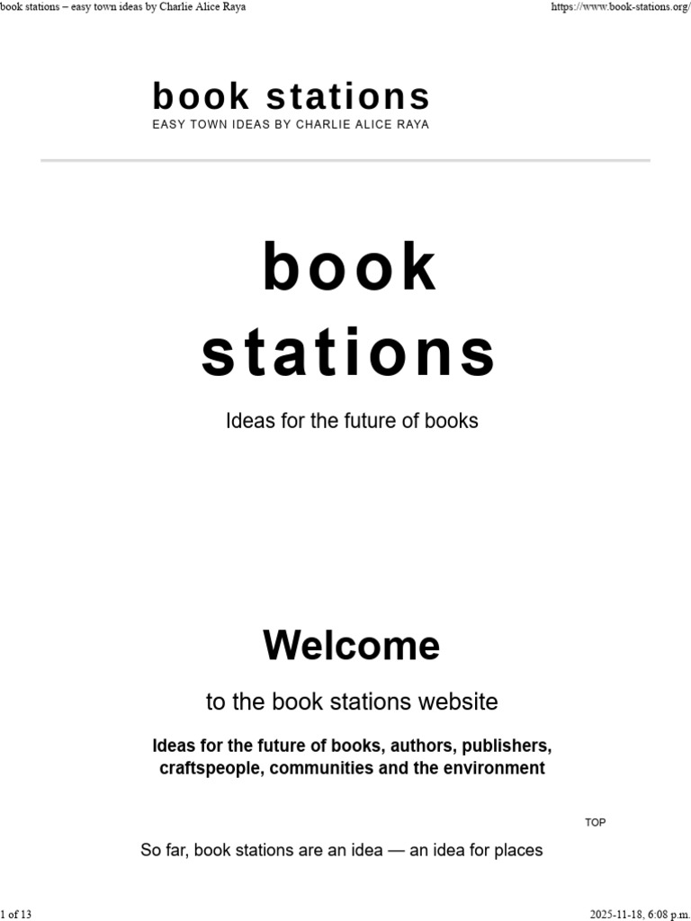 Book Stations - Easy Town Ideas by Charlie Alice Raya | PDF