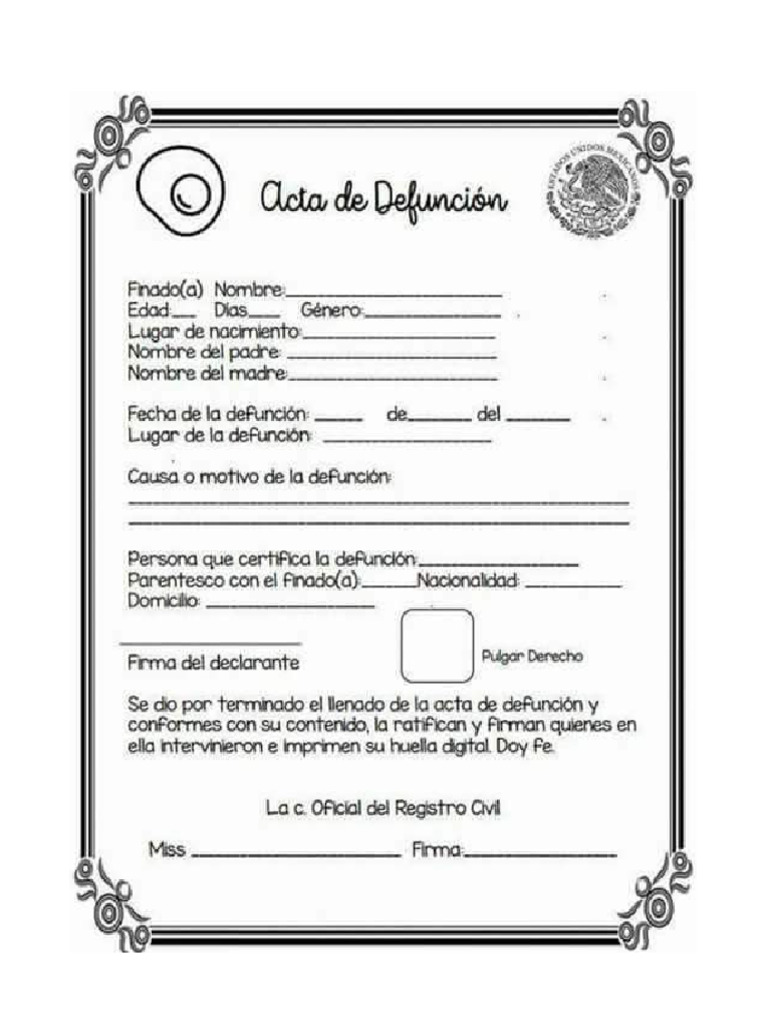 Acta de Defunción | PDF