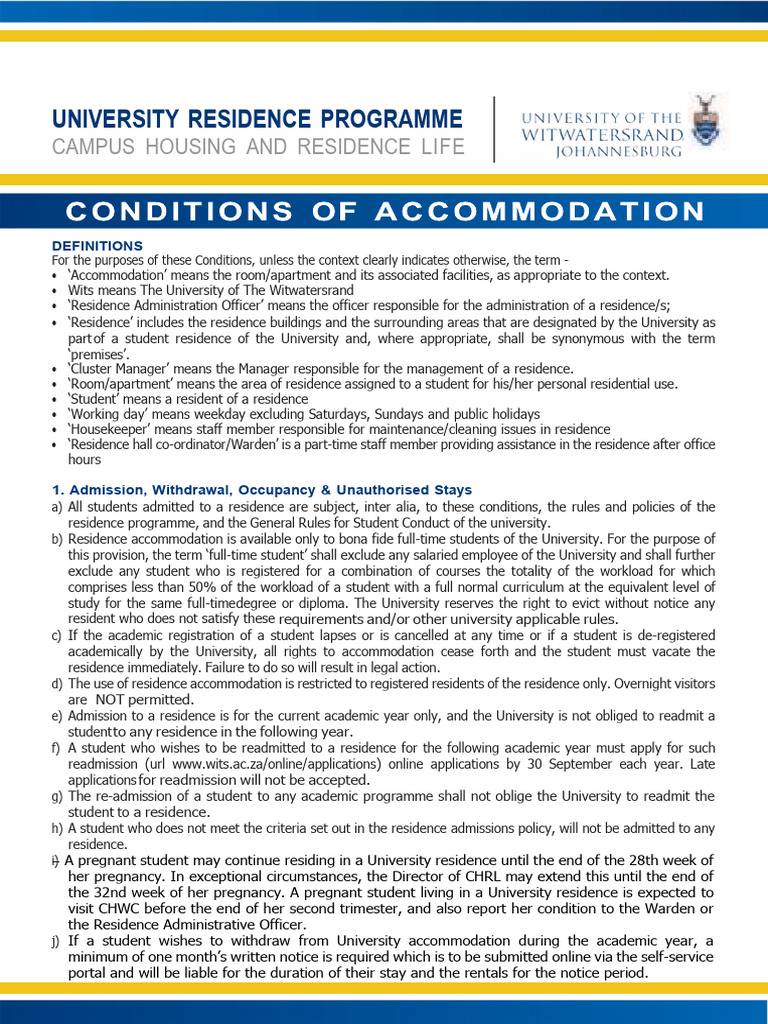 Wits University Residence Guidelines | PDF | Housekeeping