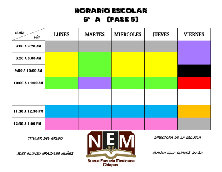 Horario Escolar Nem | PDF
