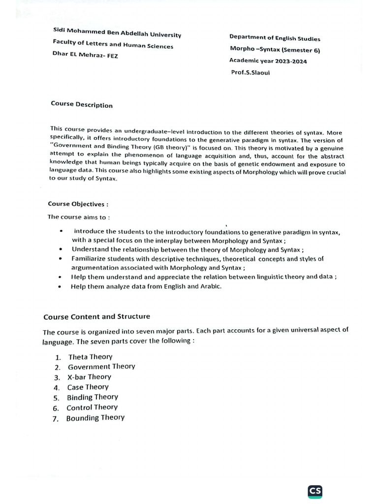 1 - Course Description & Outline | PDF