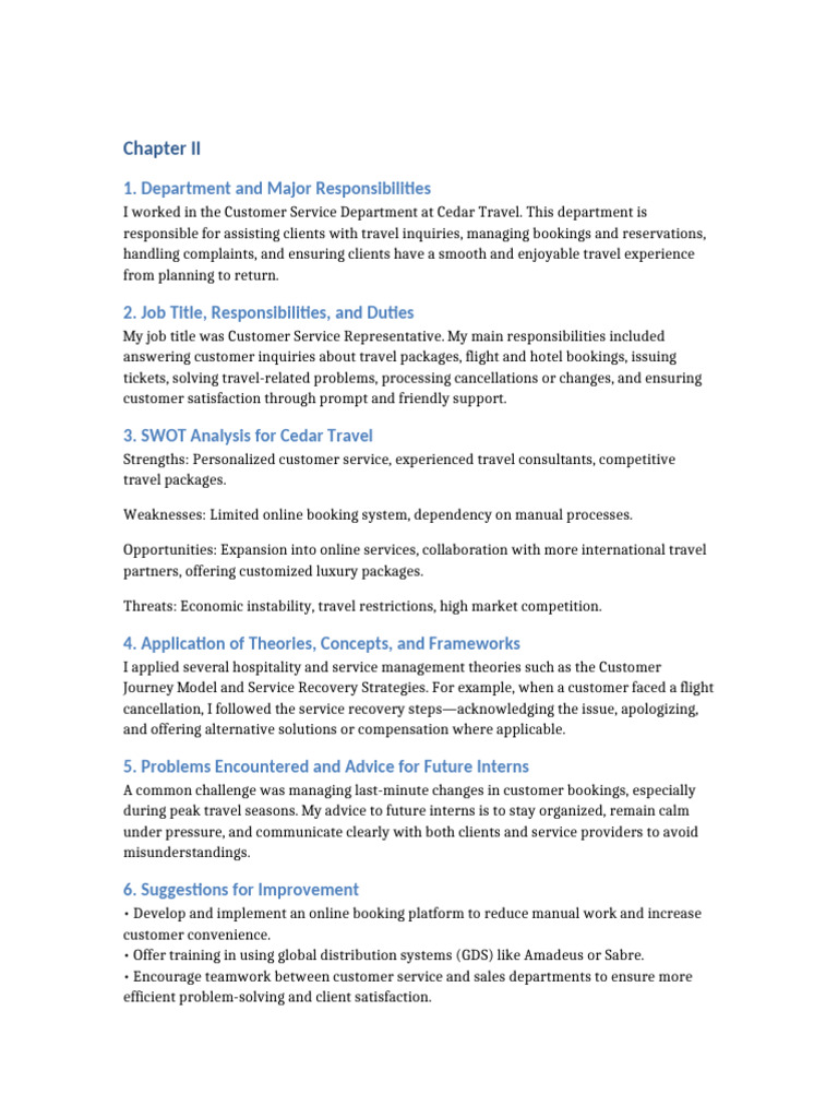 Chapter II Cedar Travel | PDF