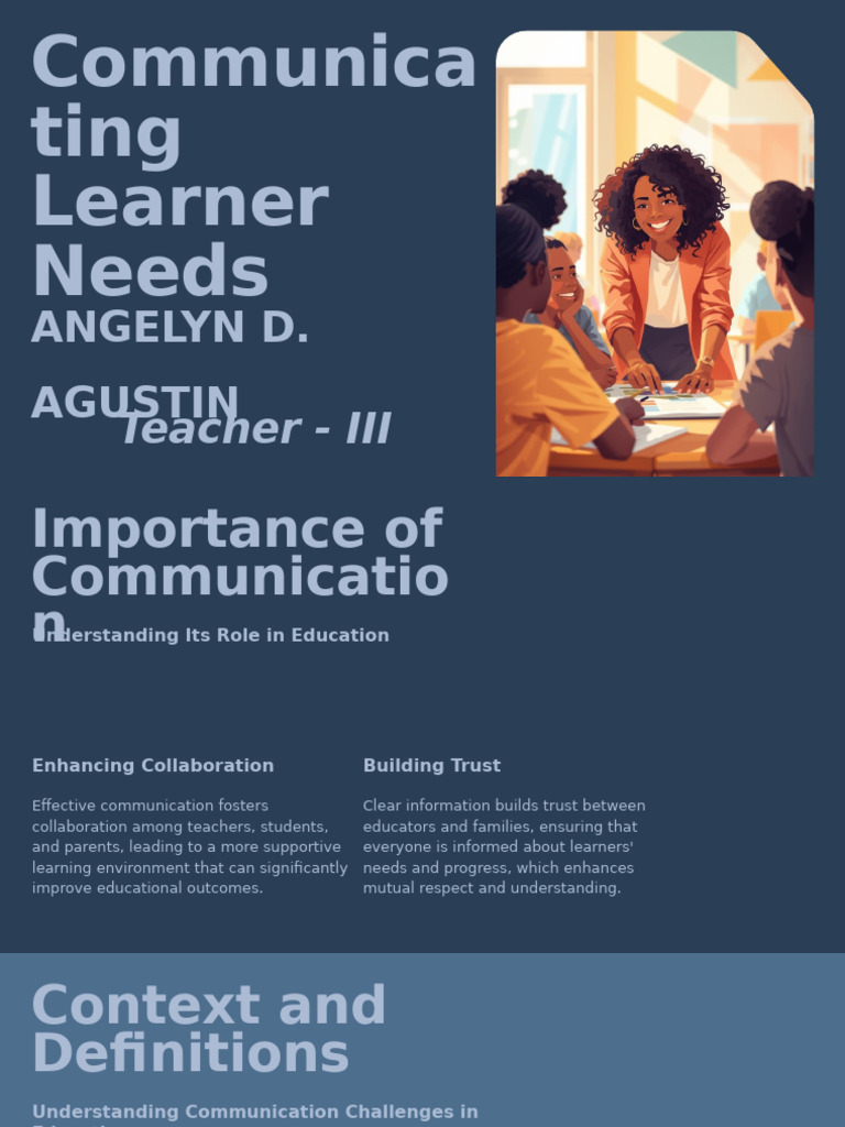 Communicating Learner Needs in Education | PDF | Learning | Communication