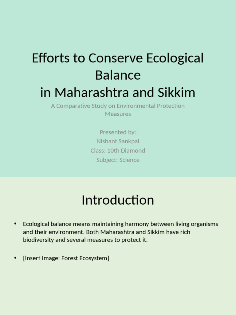 Ecological Balance Maharashtra Sikkim Final Nishant Sankpal | PDF ...