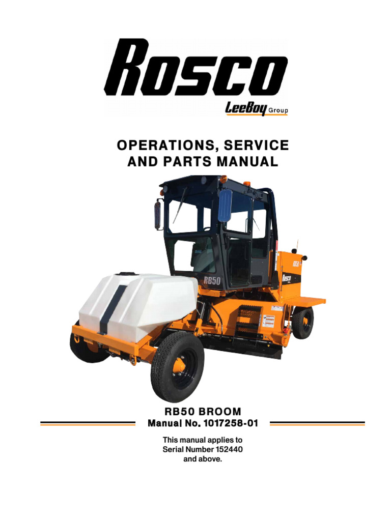 Rosco RB50 Broom Operations Manual | PDF | Safety | Ventilation ...