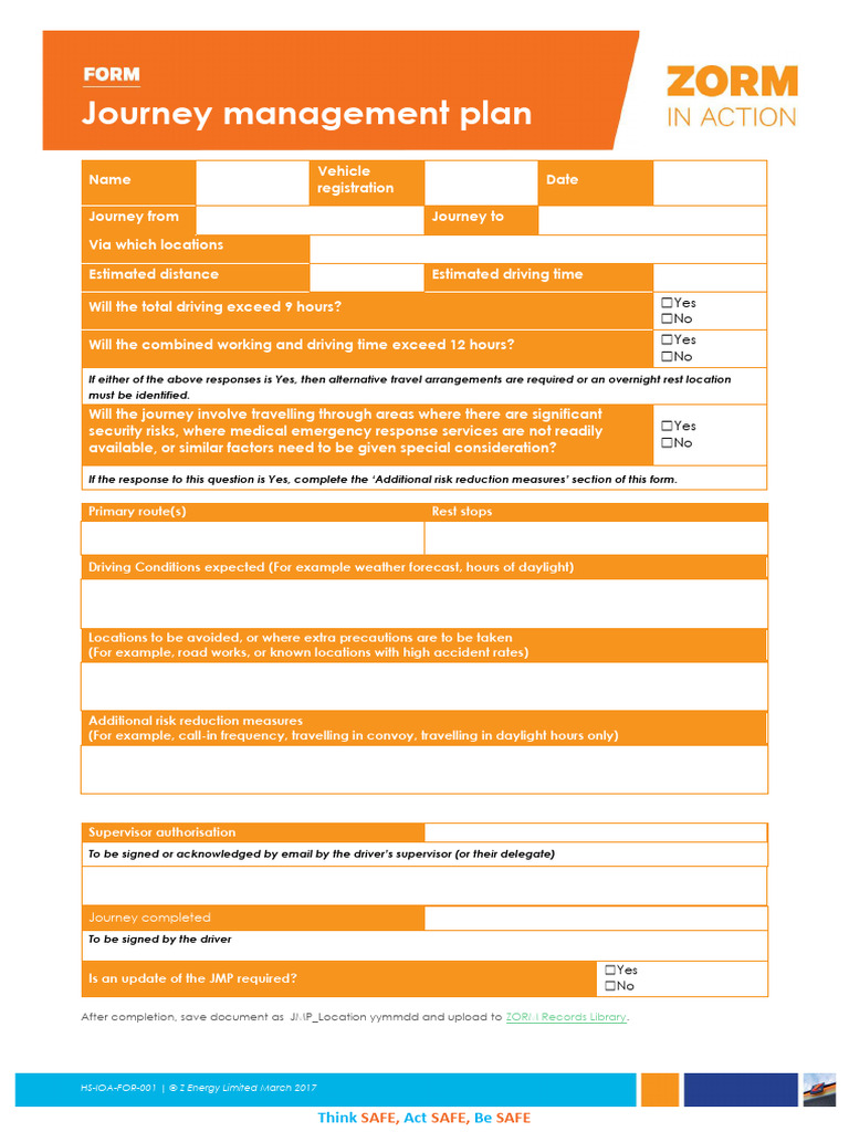 Z Energy Journey Management Plan Template | PDF | Transport