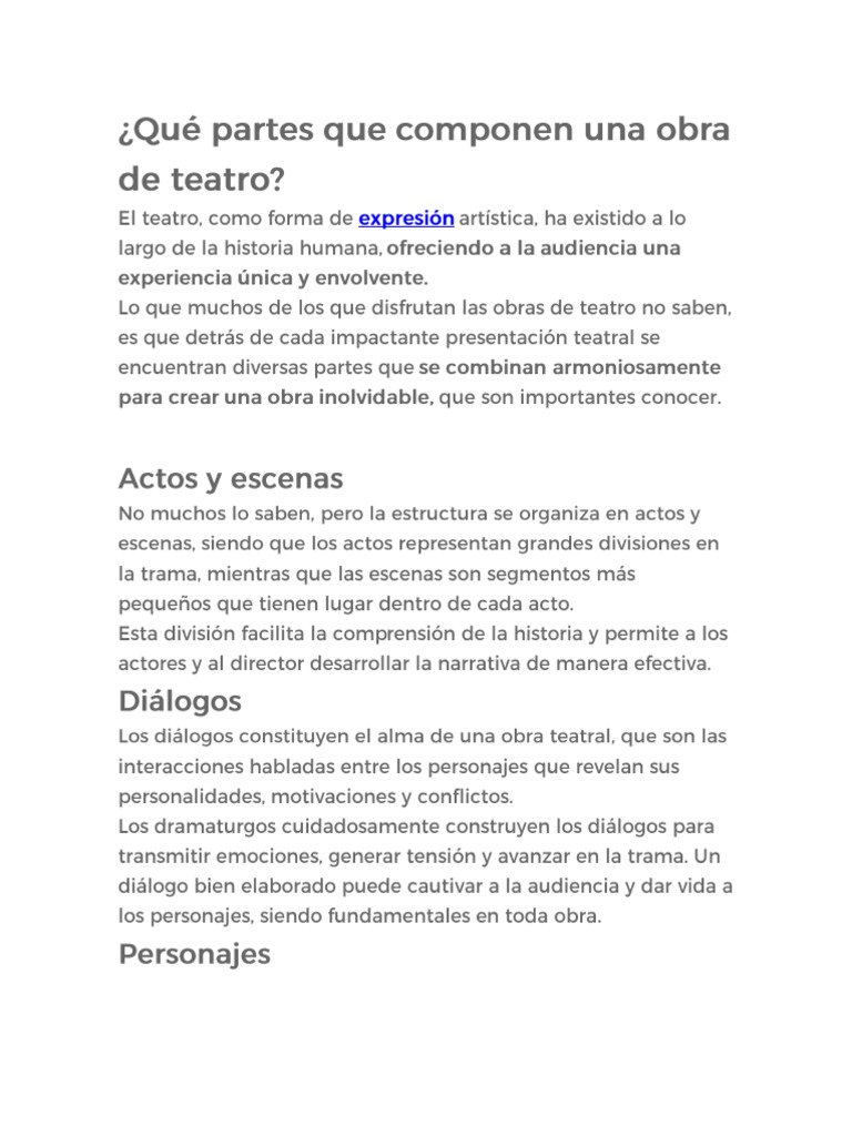 Qué Partes Que Componen Una Obra de Teatro | PDF