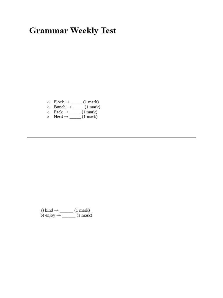 Grammar and Math Weekly Test 3 | PDF | Linguistics | Linguistic Morphology