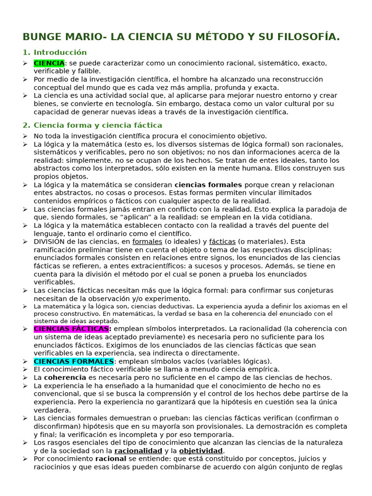 Bunge Mario - La Ciencia Su Método y Su Filosofía | PDF | Método ...
