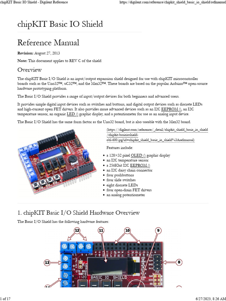 chipKIT Basic I/O Shield Overview | PDF | Field Effect Transistor ...