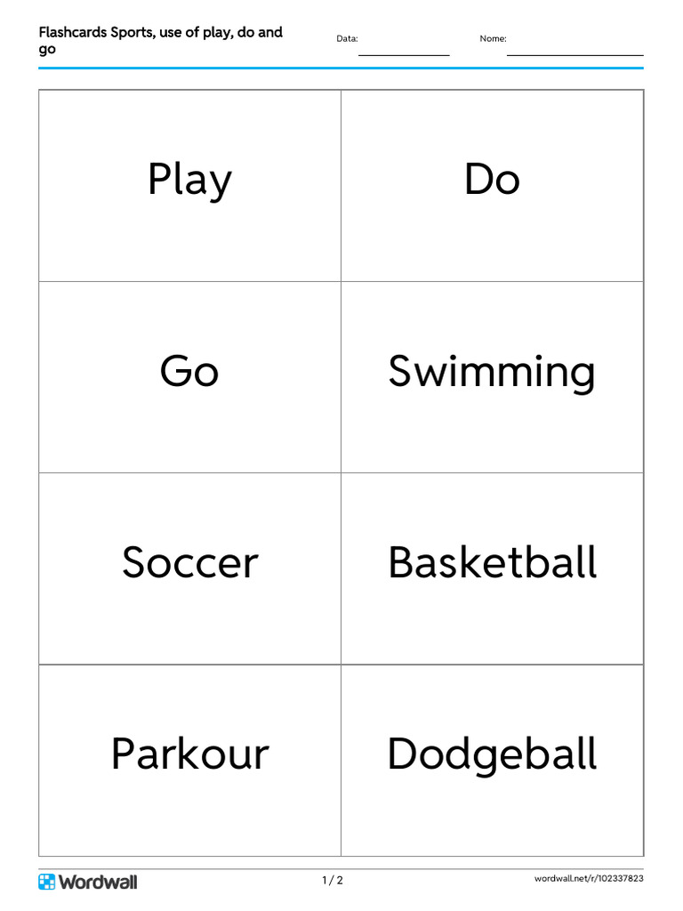 Flashcards Sports Use of Play Do and Go Flashcards | PDF