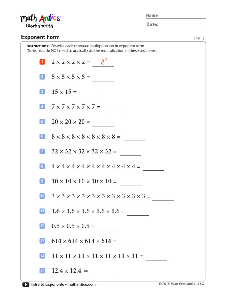 Intro to Exponents | PDF | Multiplication | Mathematics