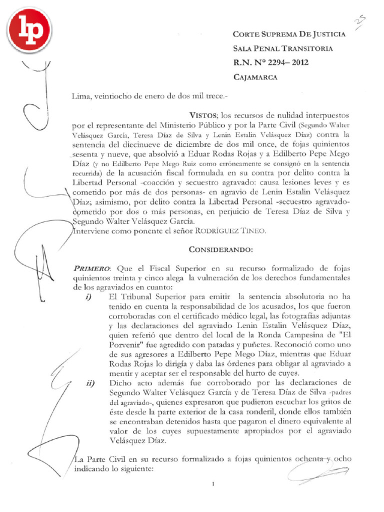 Resol N 2294 2012 Cajamarca Legis.pe Prescripcion | PDF