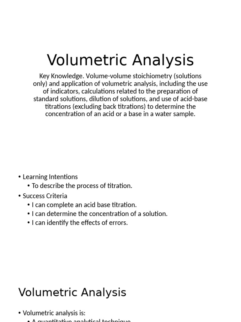 Volumetric Analysis: Titration Techniques | PDF | Titration | Chemistry