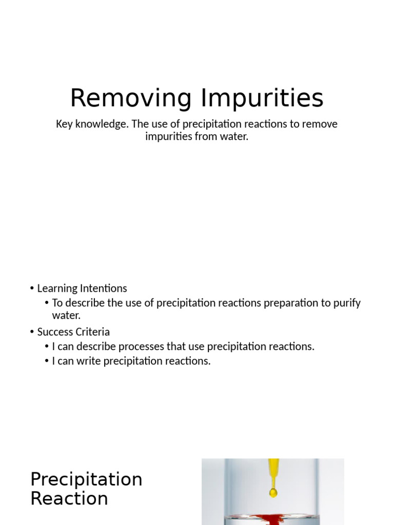 6 Removing Impurities | PDF | Precipitation (Chemistry) | Water