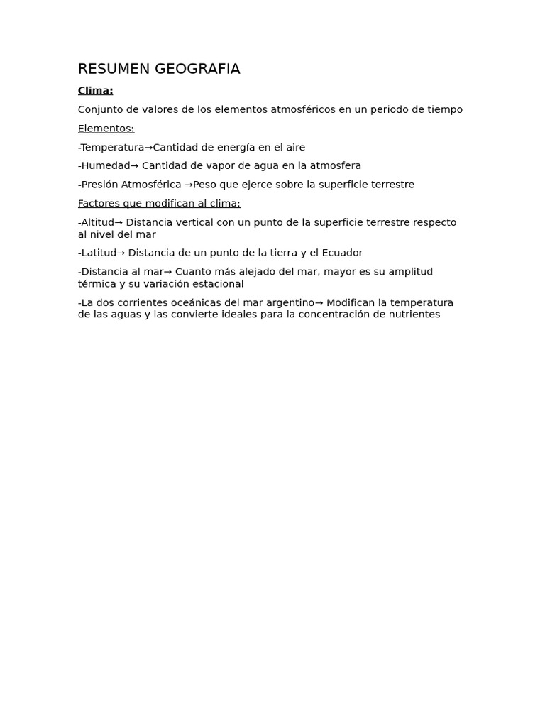 Clima y Factores Geográficos Esenciales | PDF