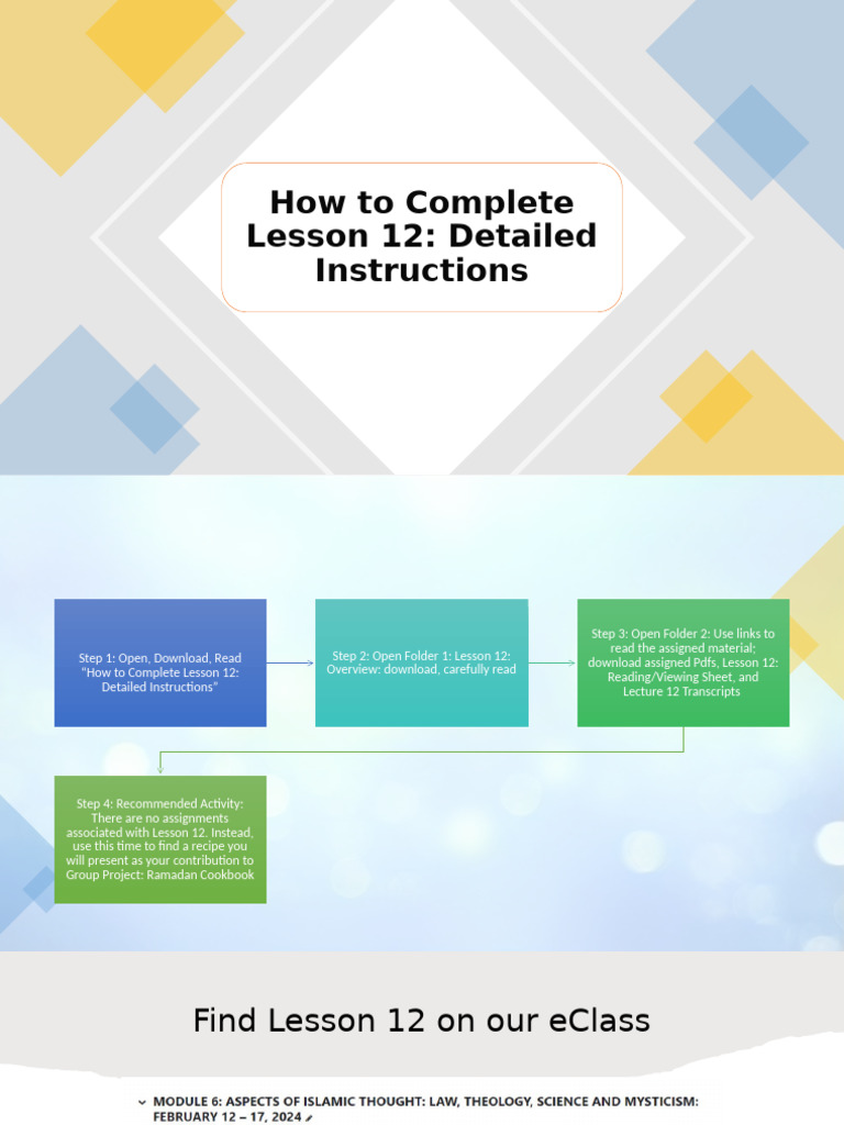 Lesson 12 - How To Complete Lesson 12 - Detailed Instructions | PDF