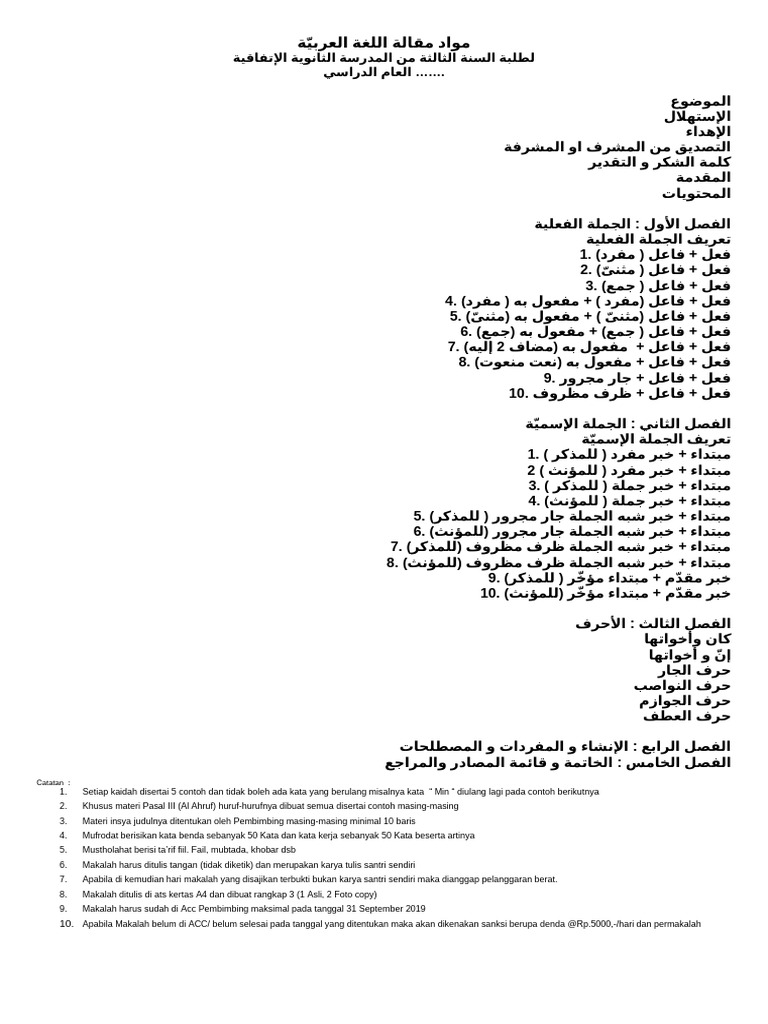 Daftar Isi Makalah B. Arab | PDF