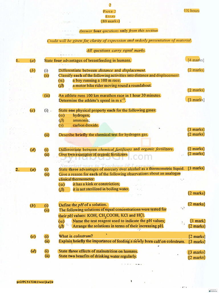 2024 Wassce Integrated Science PC 2 | PDF