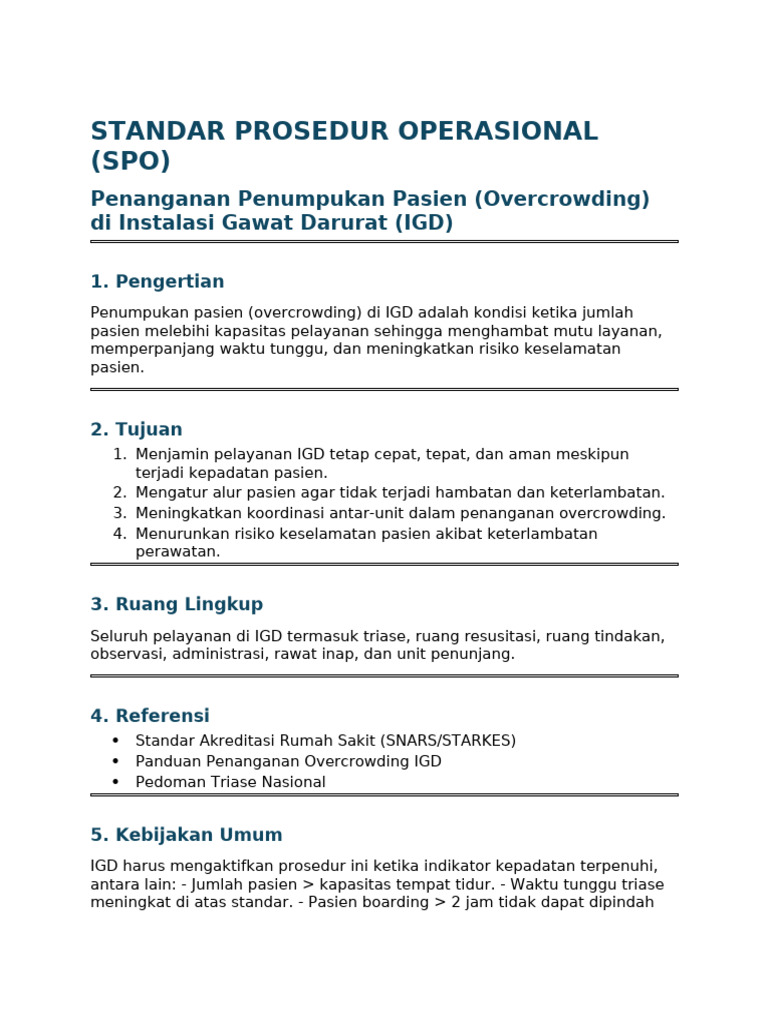 Spo Penanganan Penumpukan Igd | PDF
