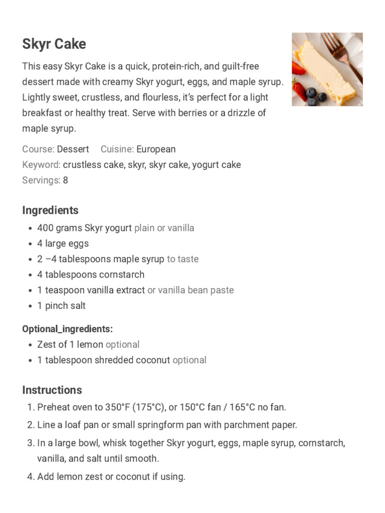 Skyr Cake - Cooking LSL | PDF