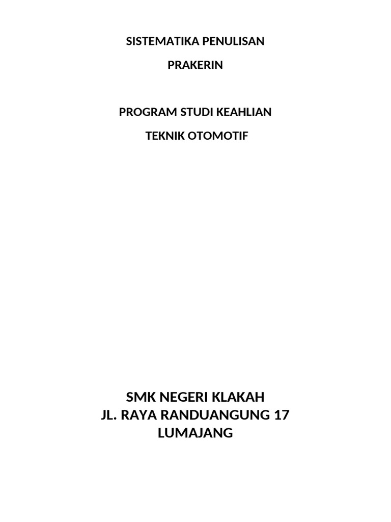 Laporan Prakerin Teknik Otomotif 2015 | PDF