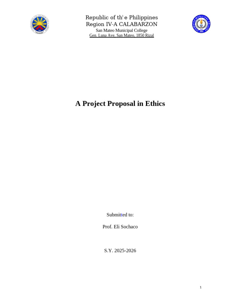 Ethics Project Proposal | PDF | Governance | Leadership