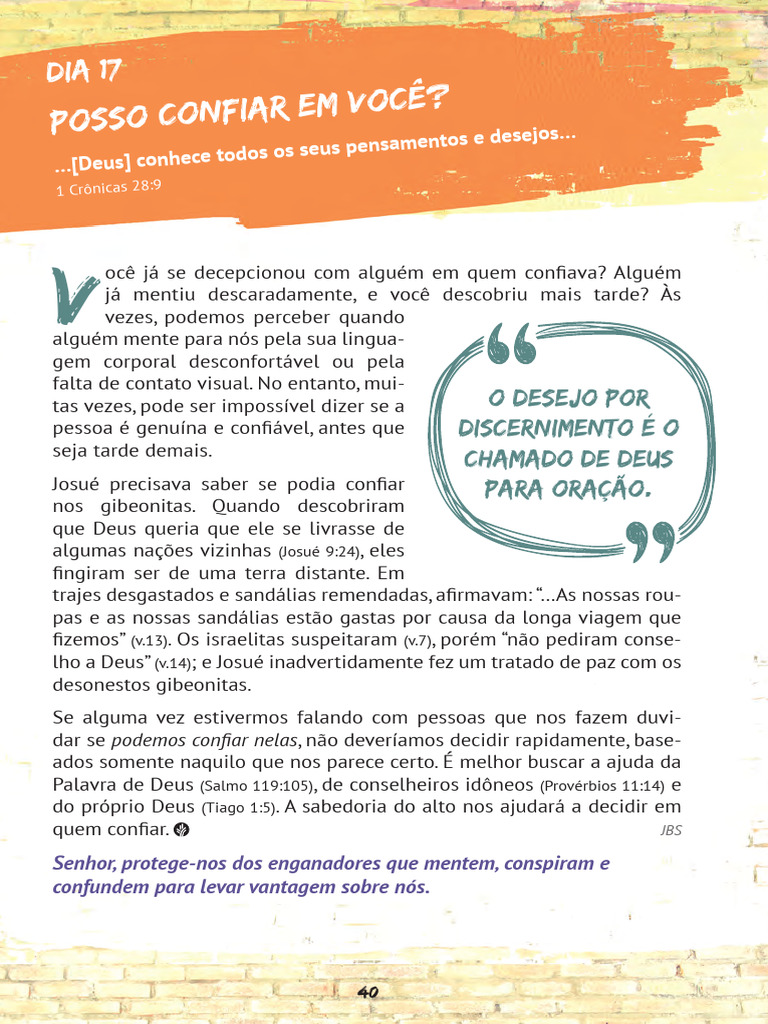 Devocional Jo Ad Dia 17 | PDF | Josué