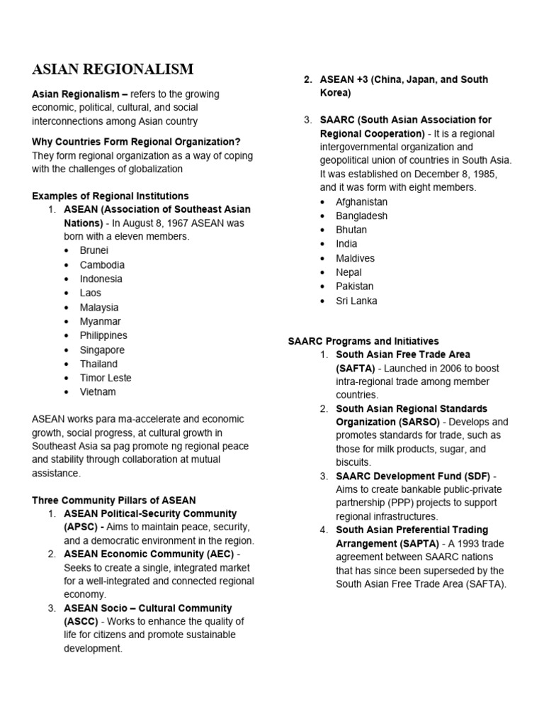 Asian Regionalism | PDF | Asia Pacific Economic Cooperation ...