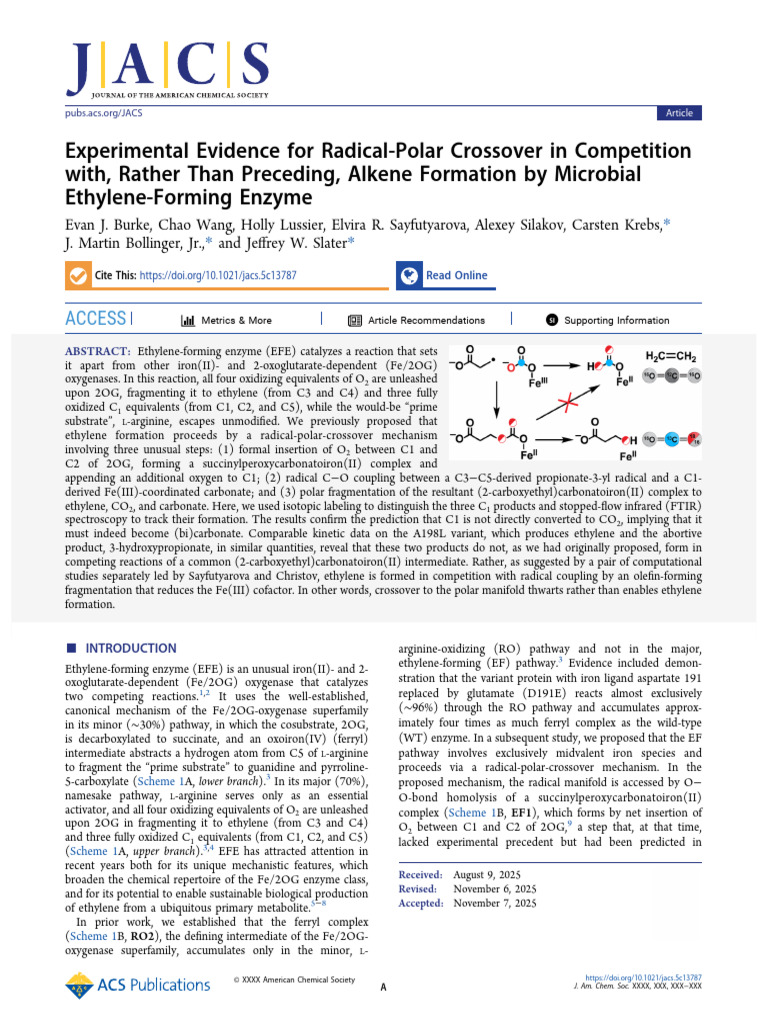 Experimental Evidence For Radical Polar Crossover in Competition With ...