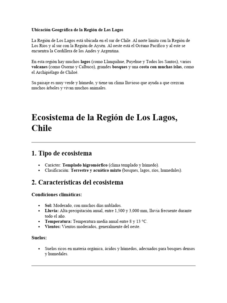 Lapbook Ecosistema Region de Los Lagos | PDF | Ecosistema | Clima templado