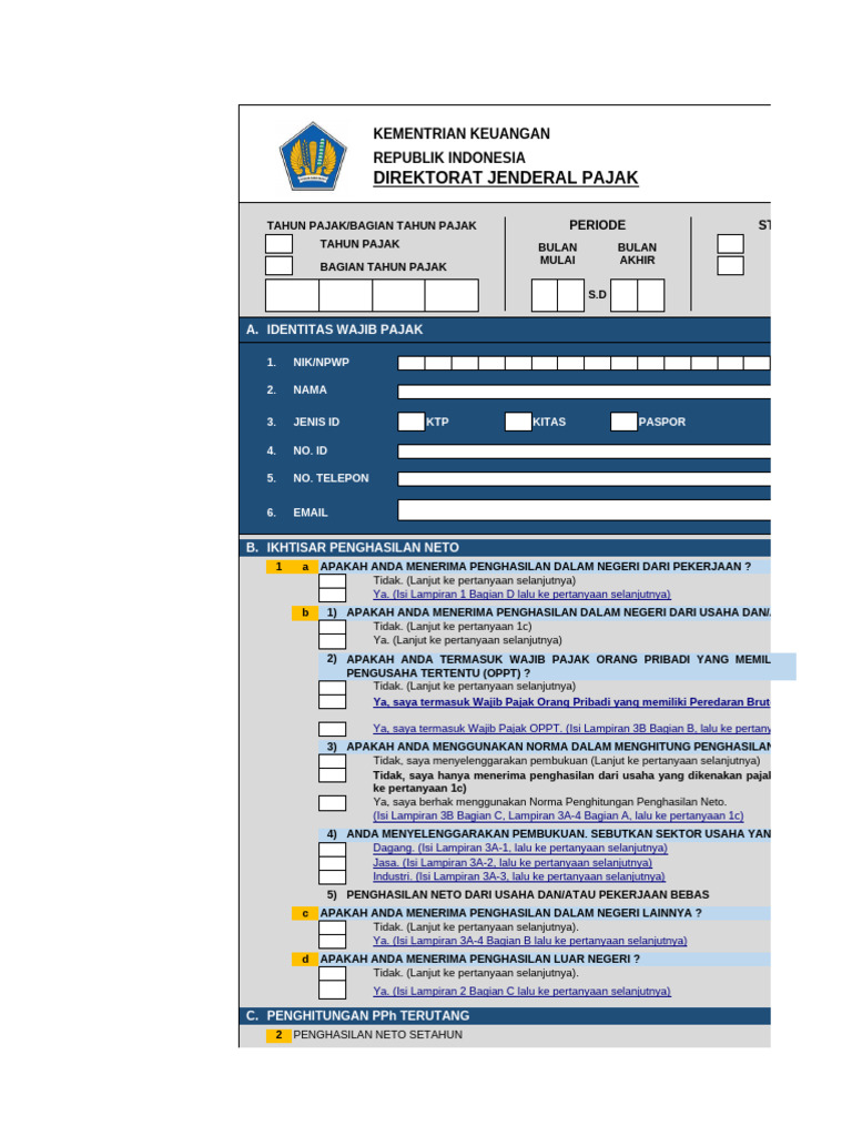 Excel SPT Tahunan OP Per 11 Tahun 2025 | PDF