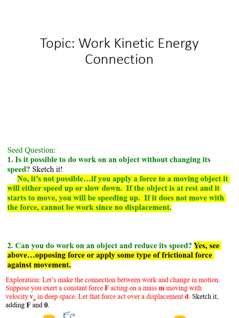 Work and Kinetic Energy Explained | PDF