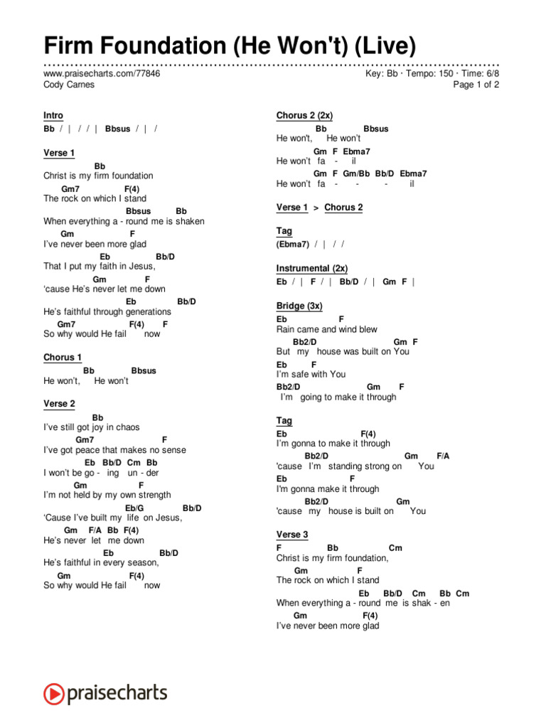 Firm Foundation: He Won't Fail Lyrics | PDF | Song Structure | Musical ...