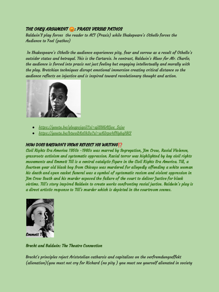 Brecht ?and Baldwin?? - ? - Act 1 Analysis | PDF