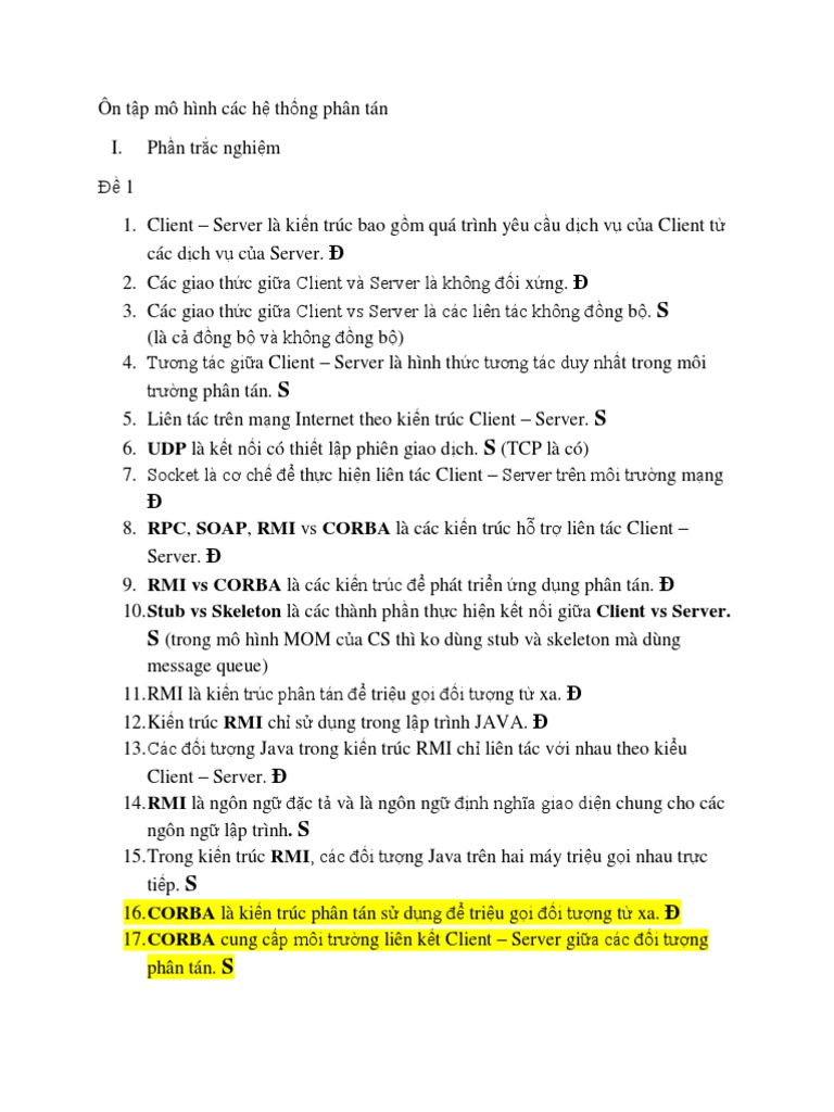 ôn tập hệ phân tán (by Q7) | PDF