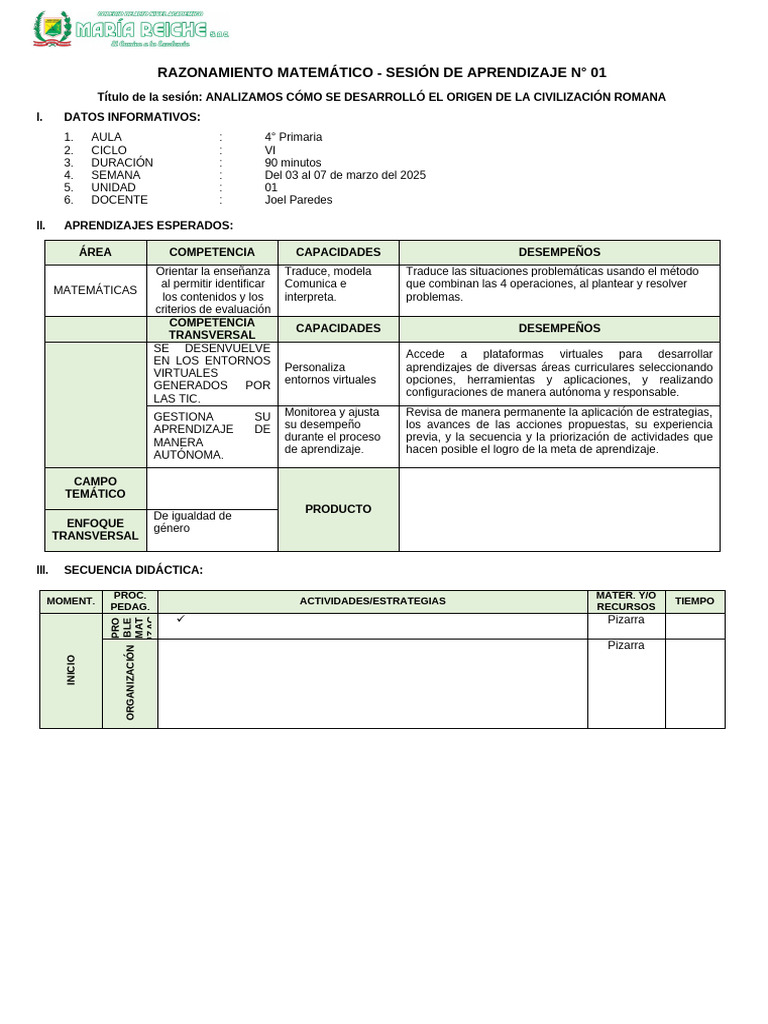 Formato Sesión | PDF | Evaluación | Aprendizaje
