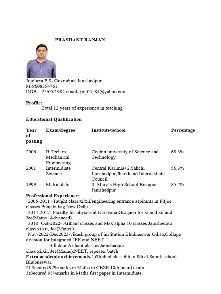 Resume Prashant | PDF