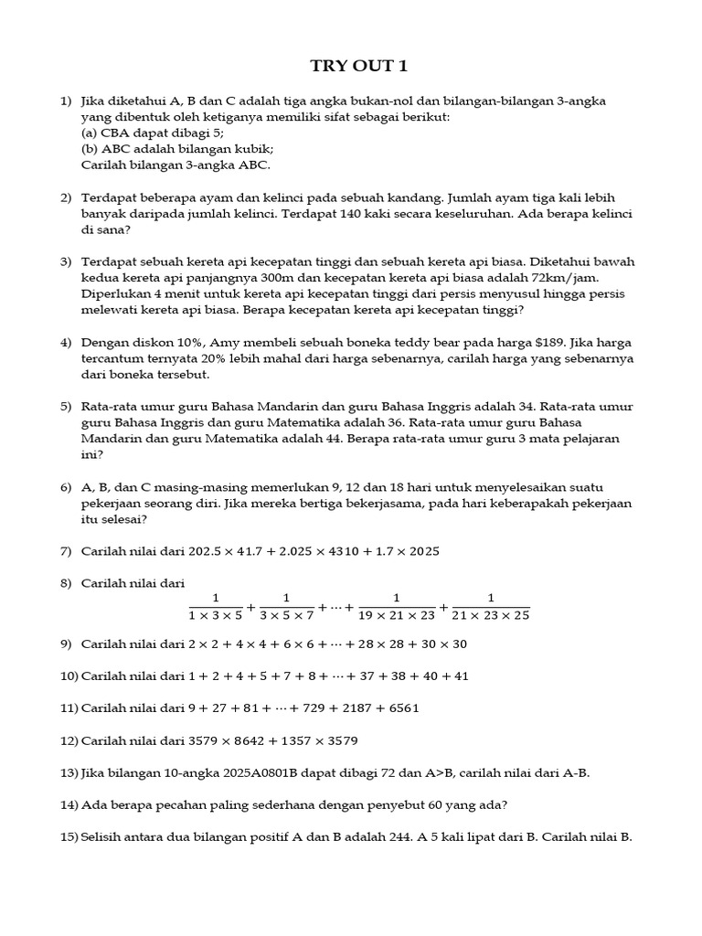 Try Out Satu FINAL TIMO 2025 | PDF