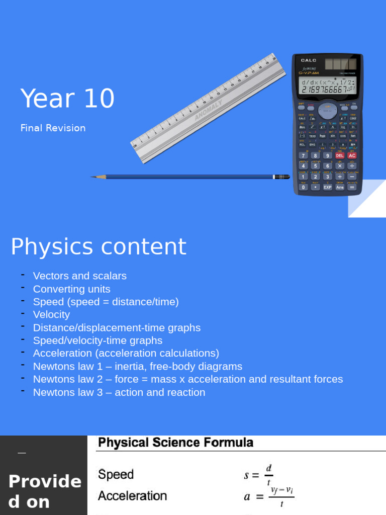 Year 10 Physics Revision Guide | PDF | Force | Velocity