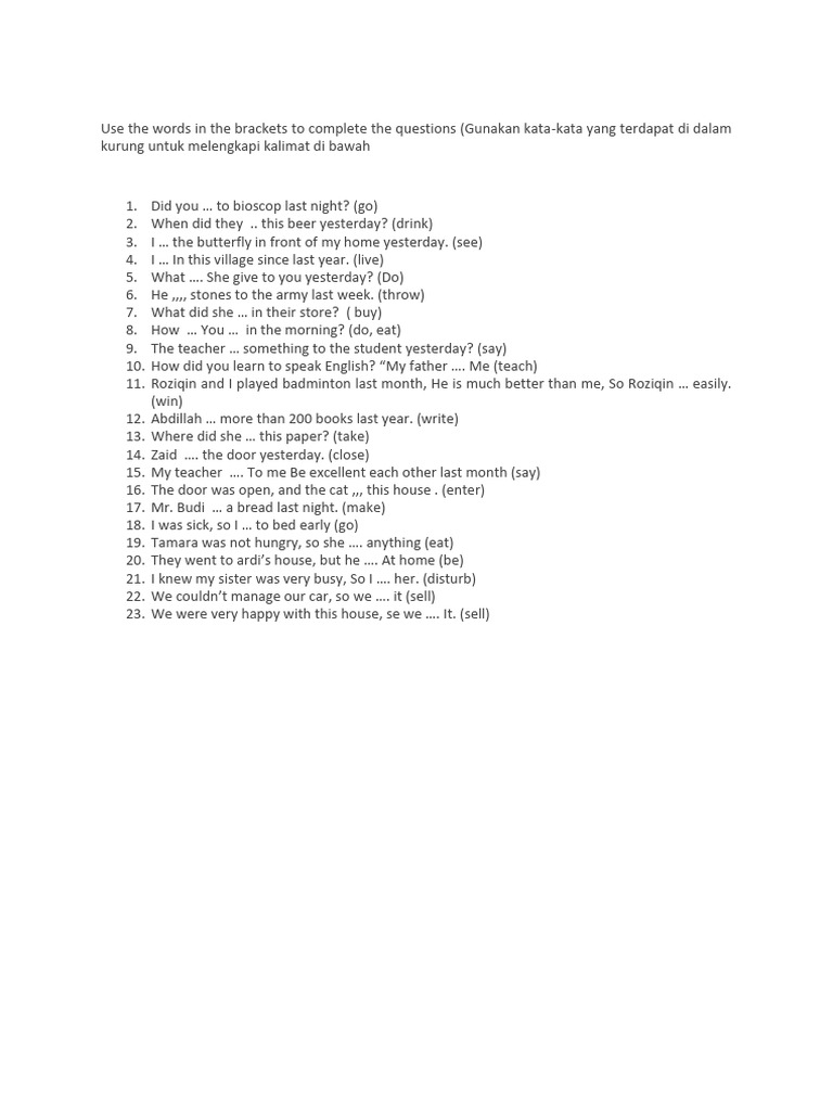 Simple Past Tense | PDF