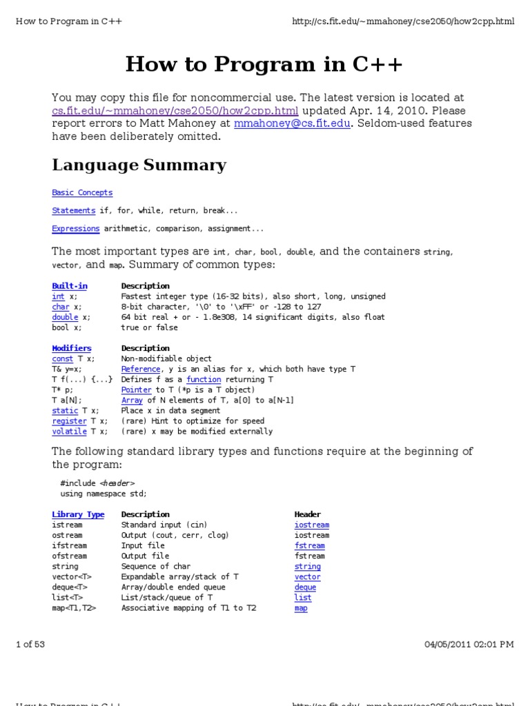 C Cplusplus Cheat Sheet How To Program C Pointer Computer Programming