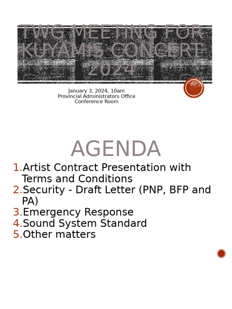 TWG Meeting For Kuyamis Concert 2024 | PDF