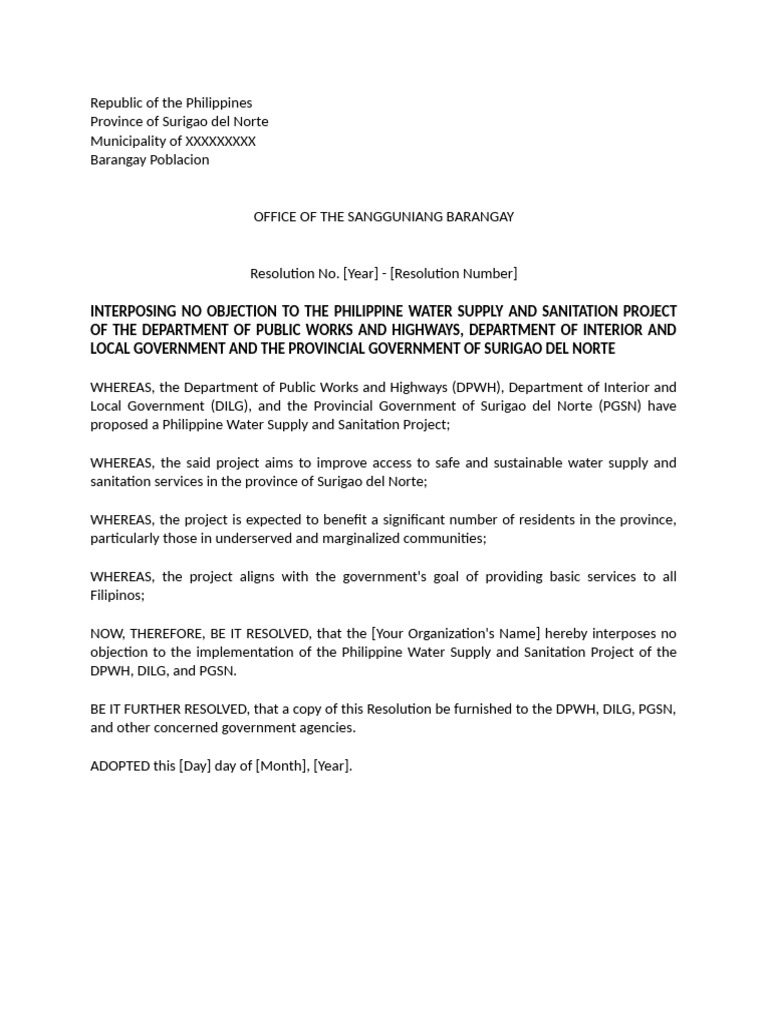 Barangay Resolution Template | PDF